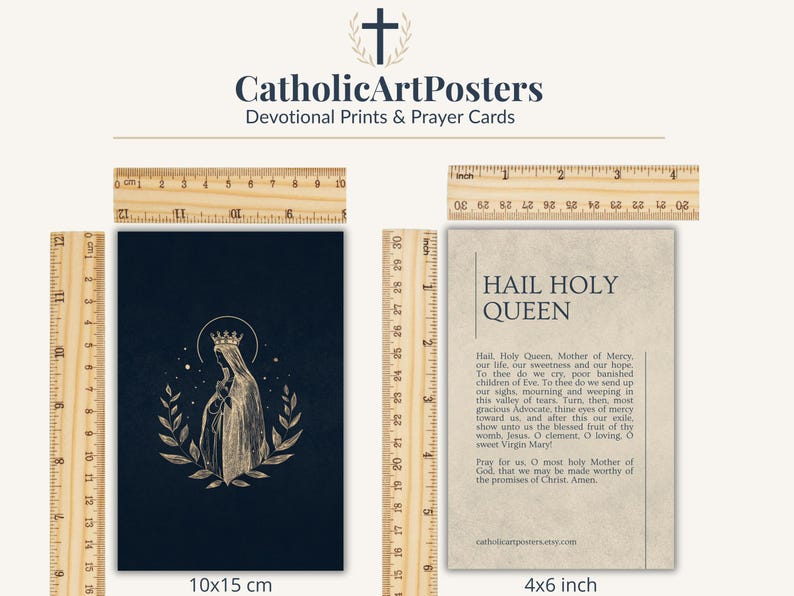 Hail Holy Queen Prayer Card, Catholic Marian Devotional Gift - Etsy