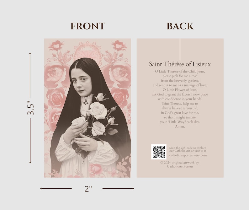 St Therese of Lisieux Holy Card: Catholic Prayer Art - Etsy