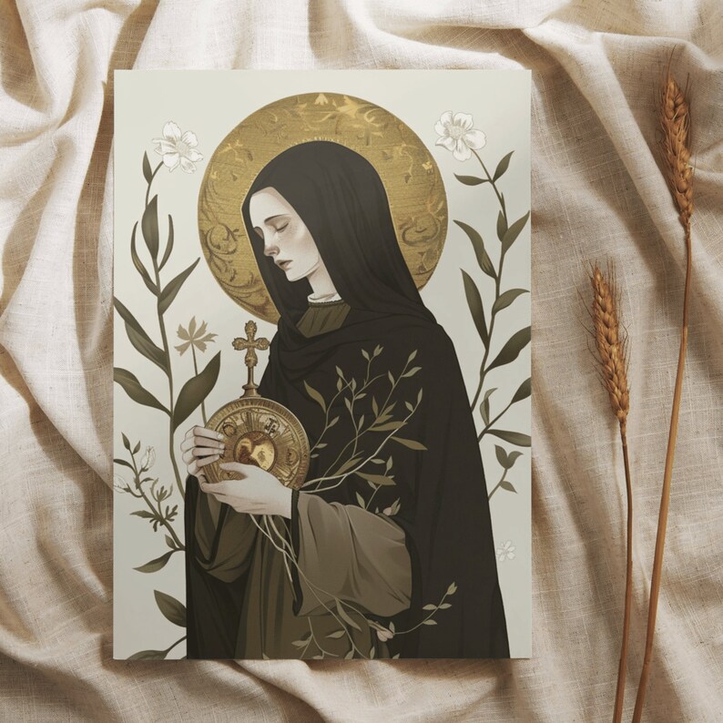 St Clare of Assisi Prayer Card, Traditional Catholic Art Print Patron ...