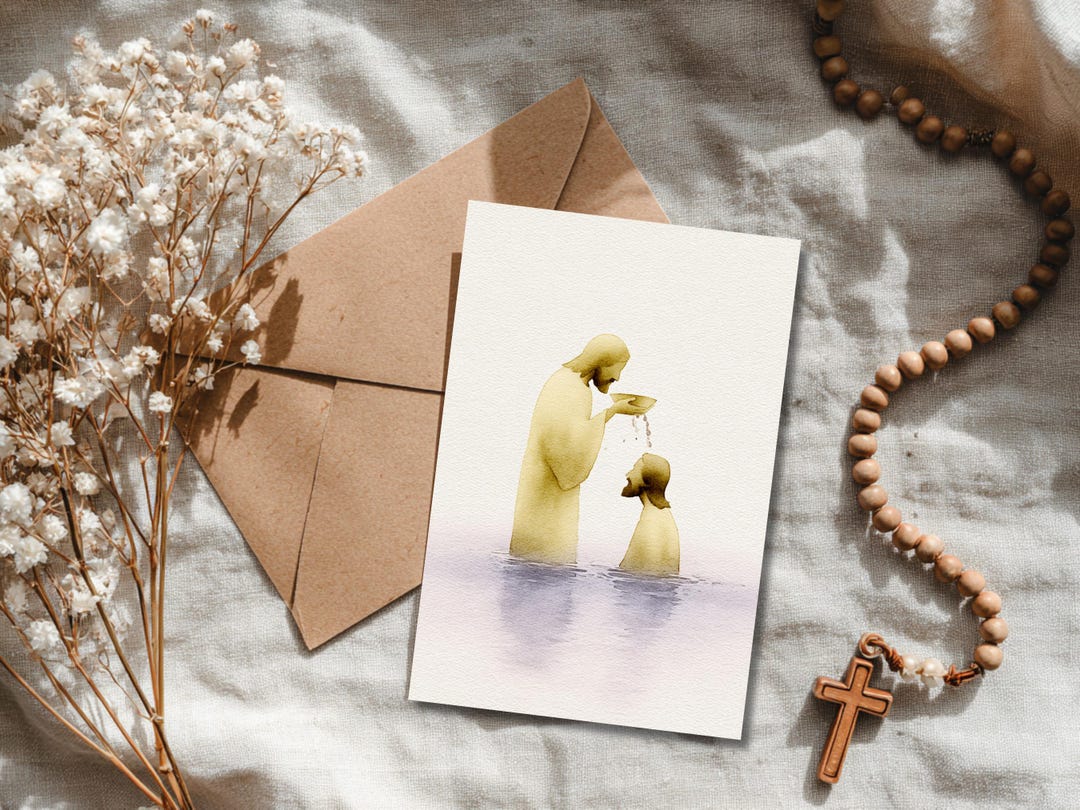 Jesus the Lamb of God Prayer Card: Baptism-inspired Catholic Art Print ...