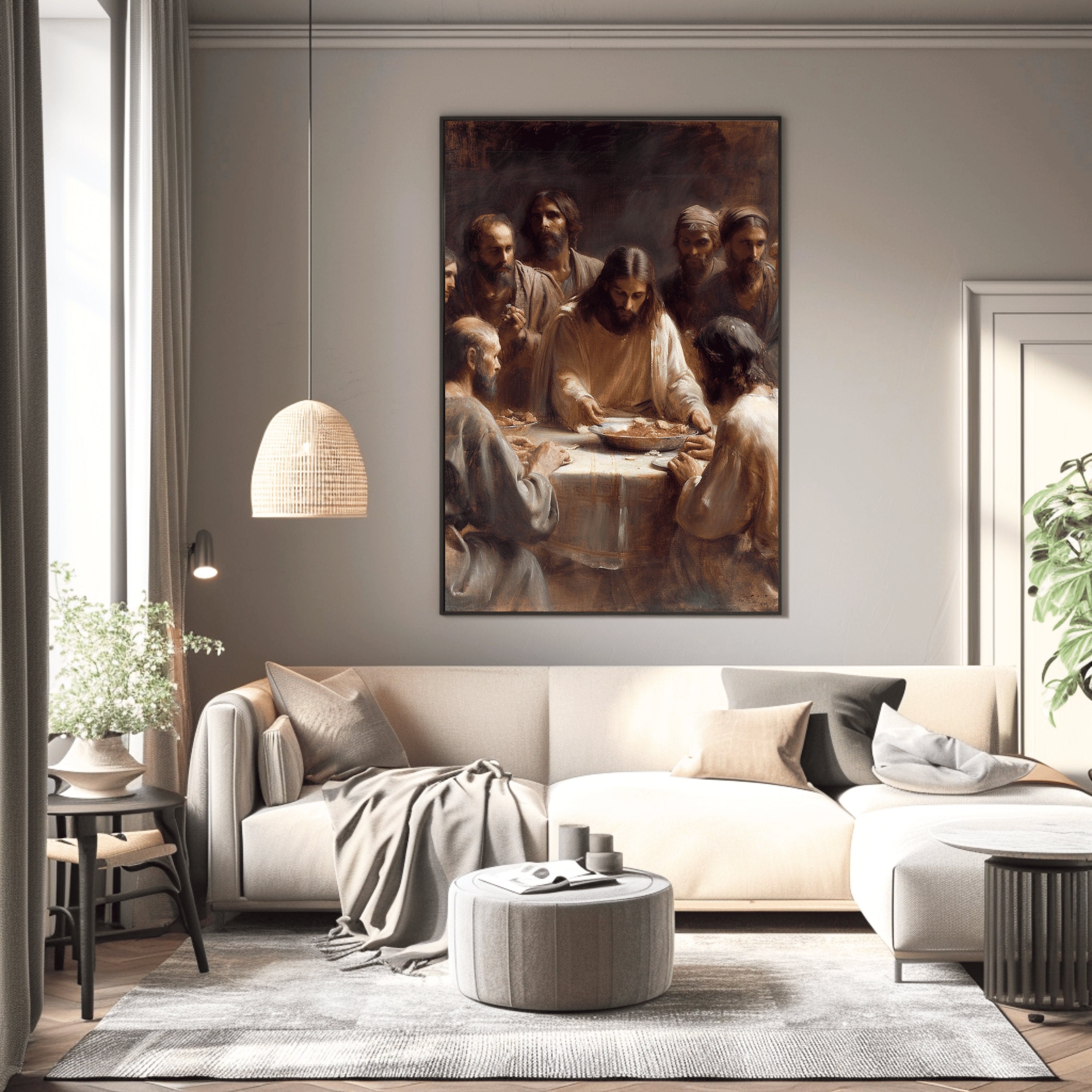 Last Supper Victorian Painting, Jesus Christ Passover Meal With ...