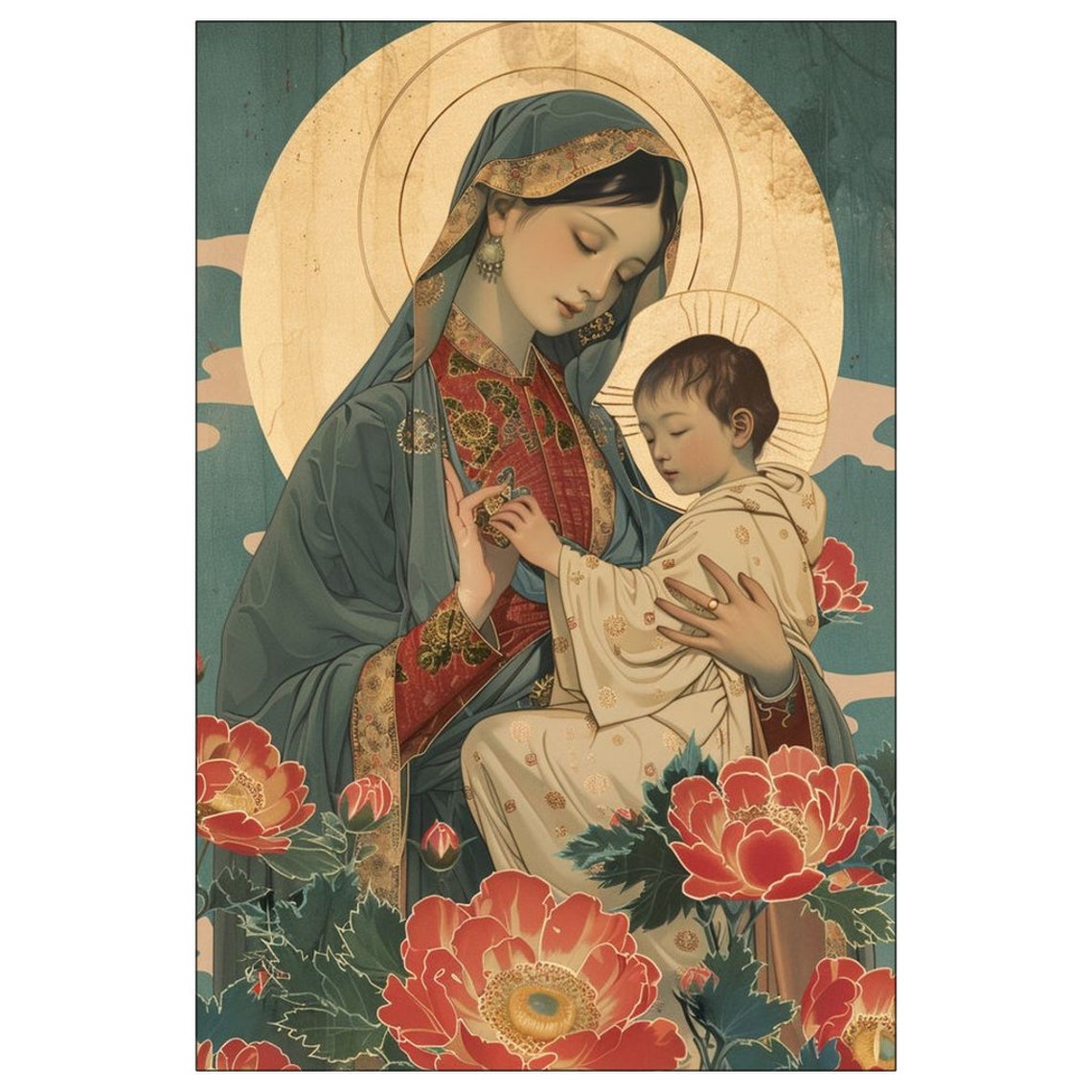 Japanese Our Lady of Perpetual Help Prayer Card, Religious Virgin Mary ...