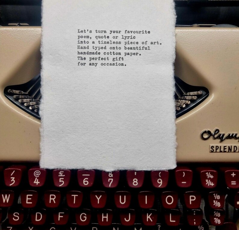 Follow Your Art Poem Hand Typed Original Poetry Print on Deckle Edge ...