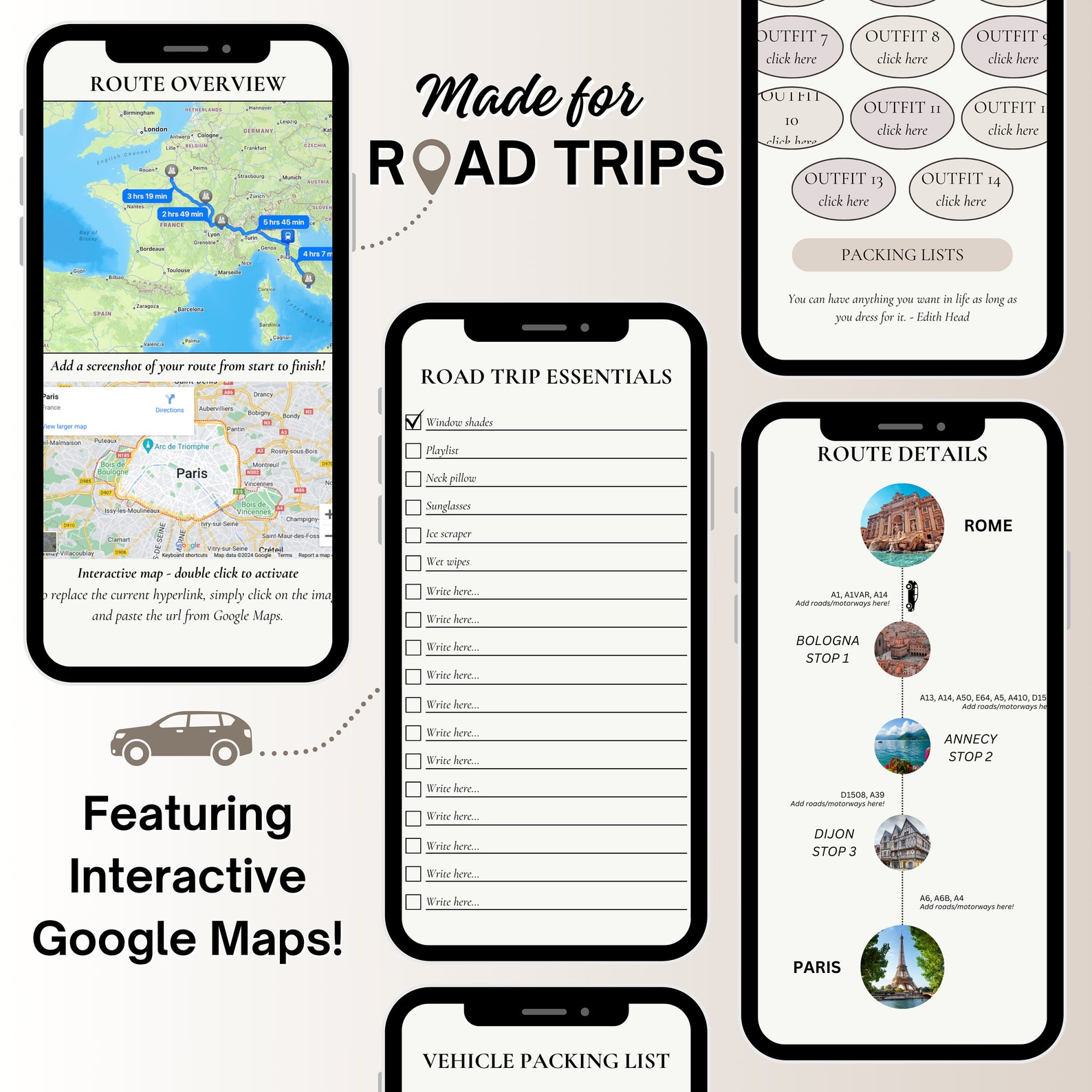 Mobile Road Trip Planner Travel Planner Template Editable Canva ...