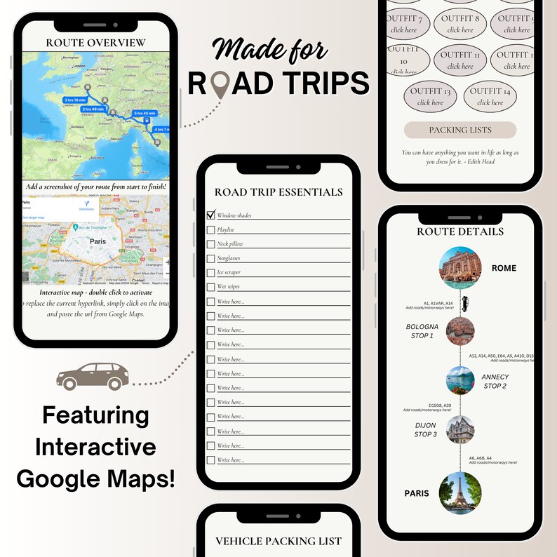 Road Trip Map Family Vacation Itinerary Template for Family Road Trip ...