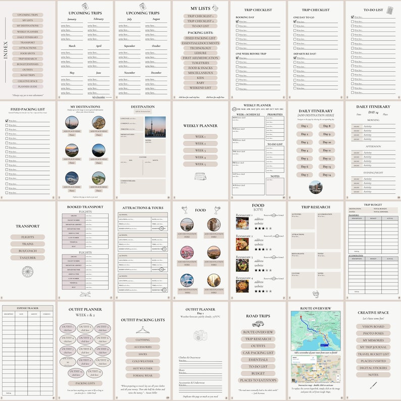 Mobile Travel Itinerary Digital Travel Planner Template Editable Canva ...