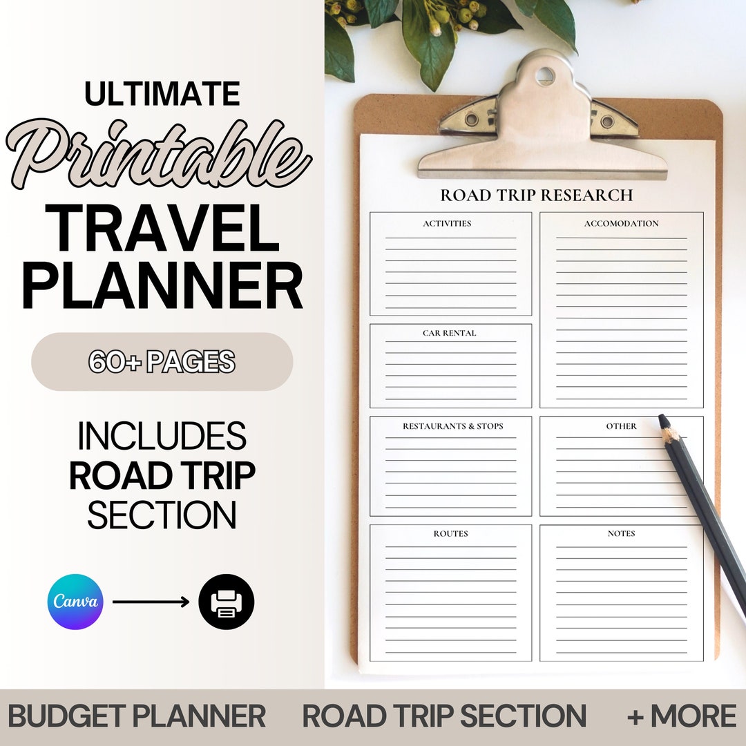 Travel Planner Printable Travel Budget Planner Canva Vacation Itinerary ...