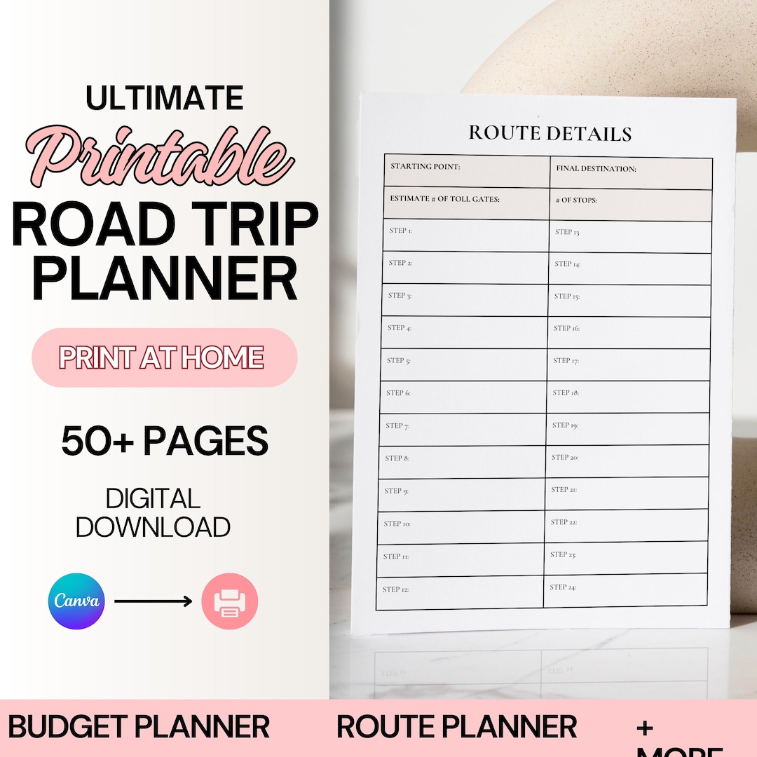 Road Trip Planner Printable Travel Planner Guide Travel Itinerary ...
