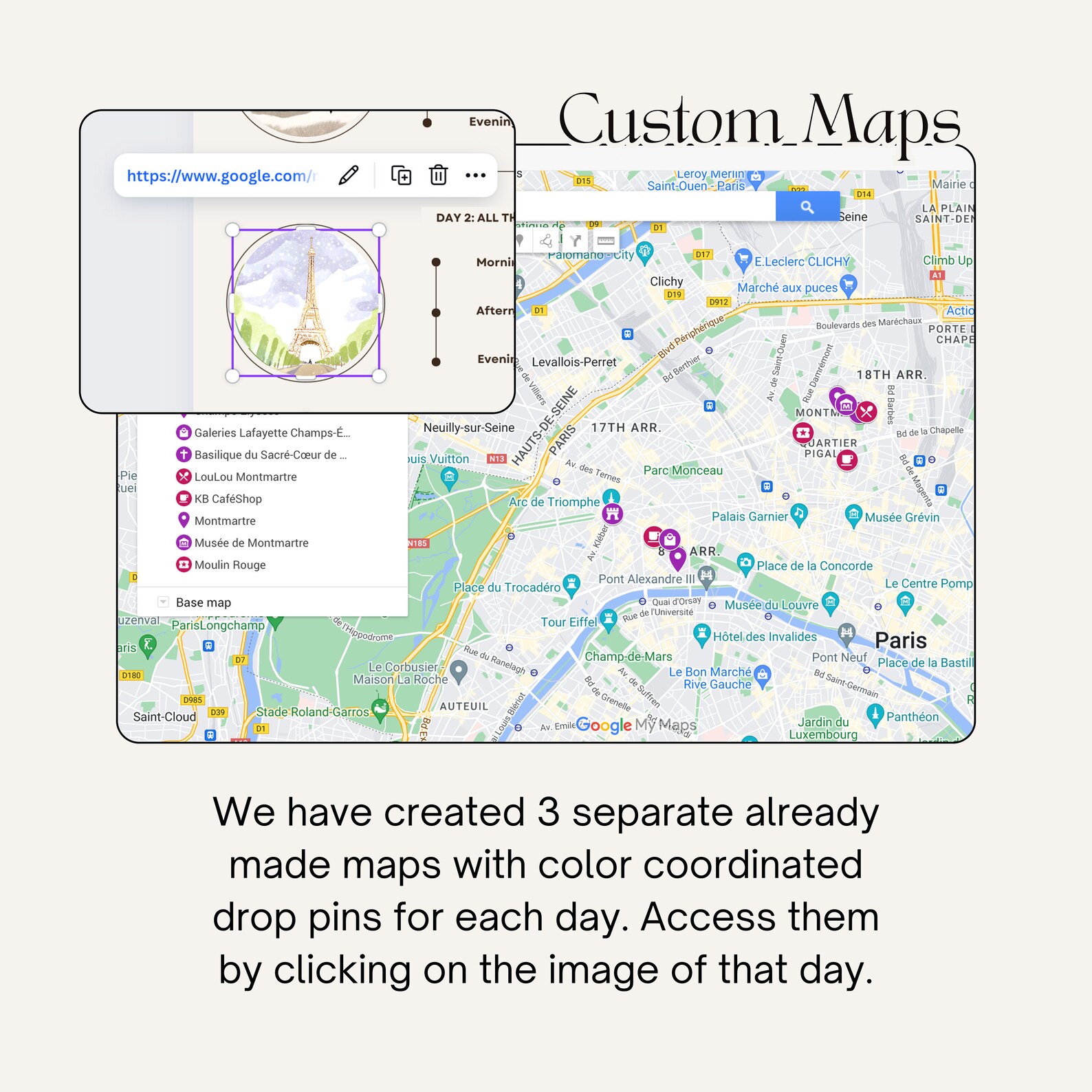 Paris Travel Itinerary Mobile Paris Map Digital Travel Planner Paris ...