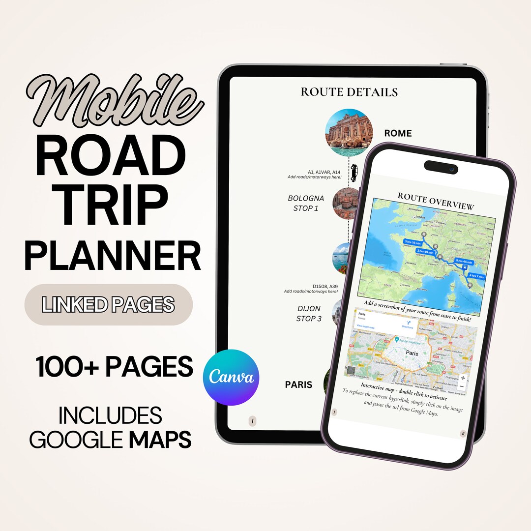 Road Trip Map Family Vacation Itinerary Template for Family Road Trip ...