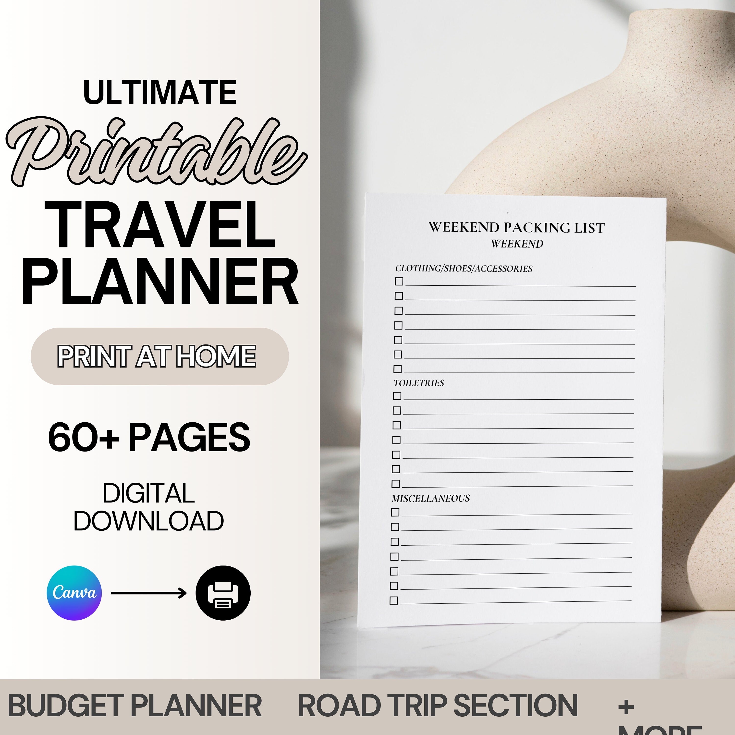 Digital Travel Itinerary Editable in Canva Planner PDF Printable Travel ...