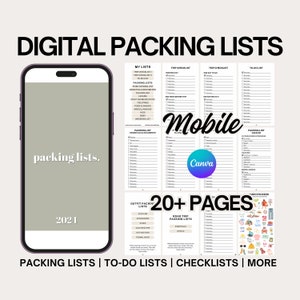 Editable Travel Packing List Template Canva Travel Checklist Family ...