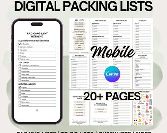 Editable Travel Packing List Template Canva Travel Checklist Family ...