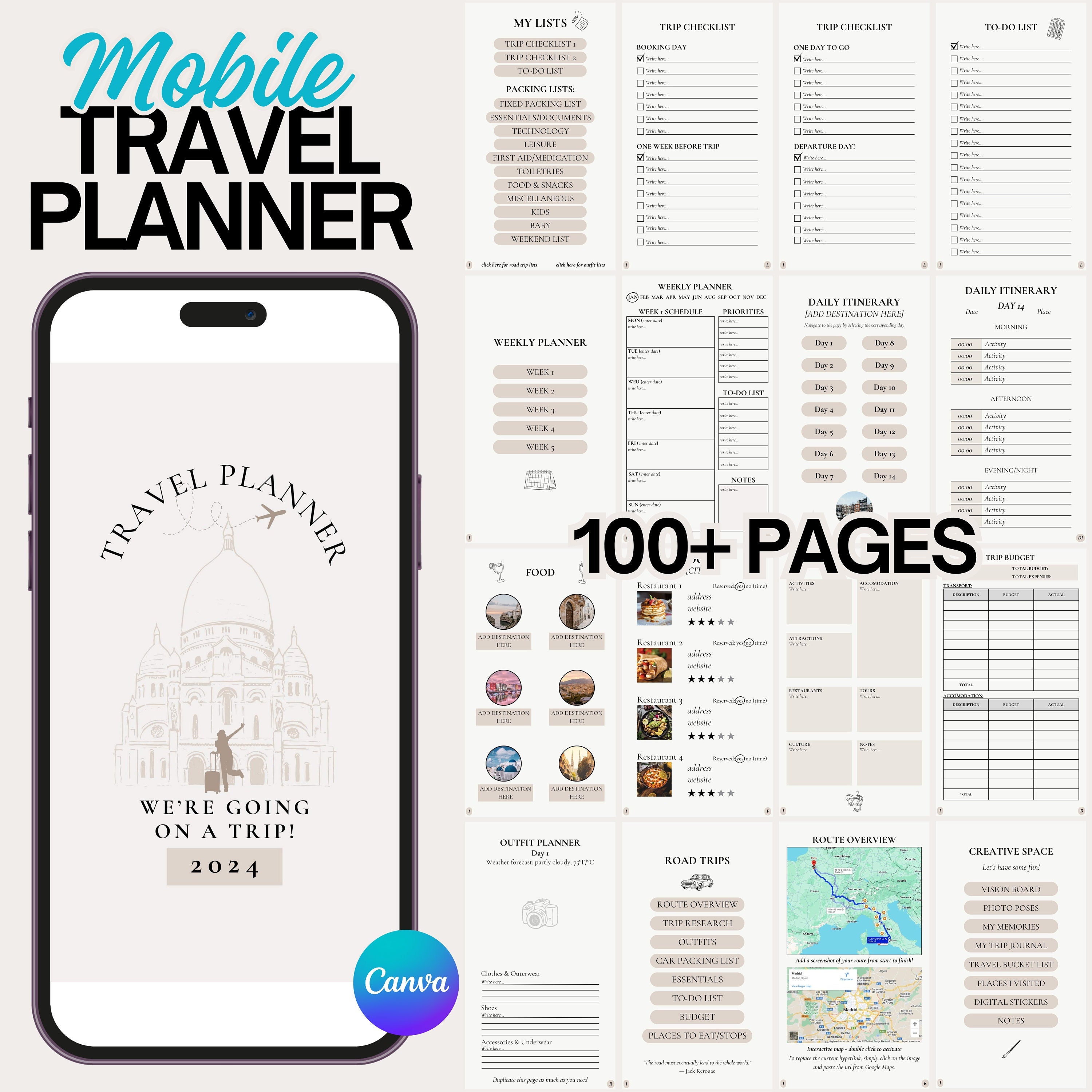 Travel Guide Template Canva Editable Traveling Guide Planner Europe ...