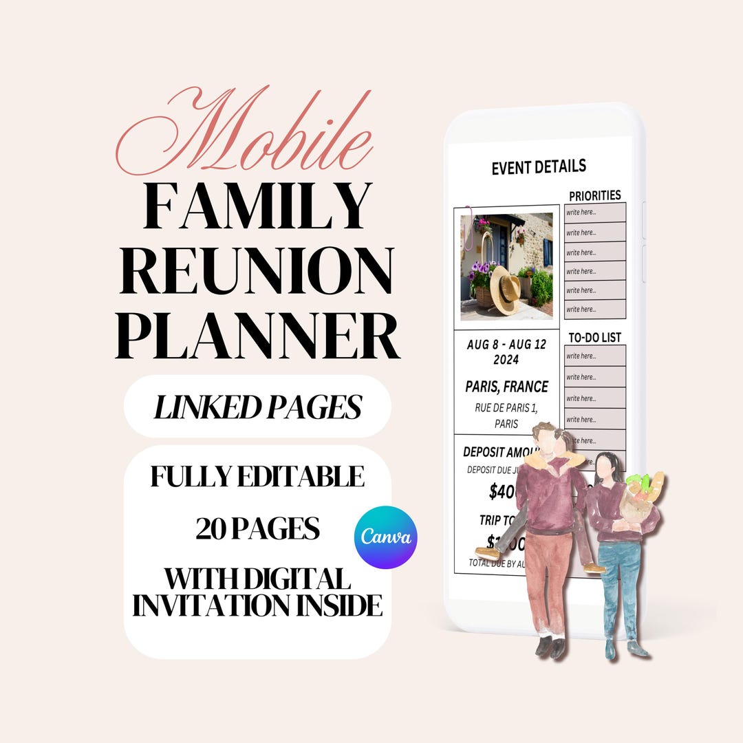 Family Reunion Planner Itinerary for Family Reunion Invitation Family ...
