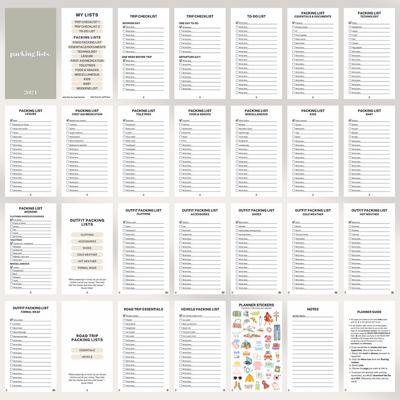 Digital Travel Packing List Editable Canva Template Family Packing List ...