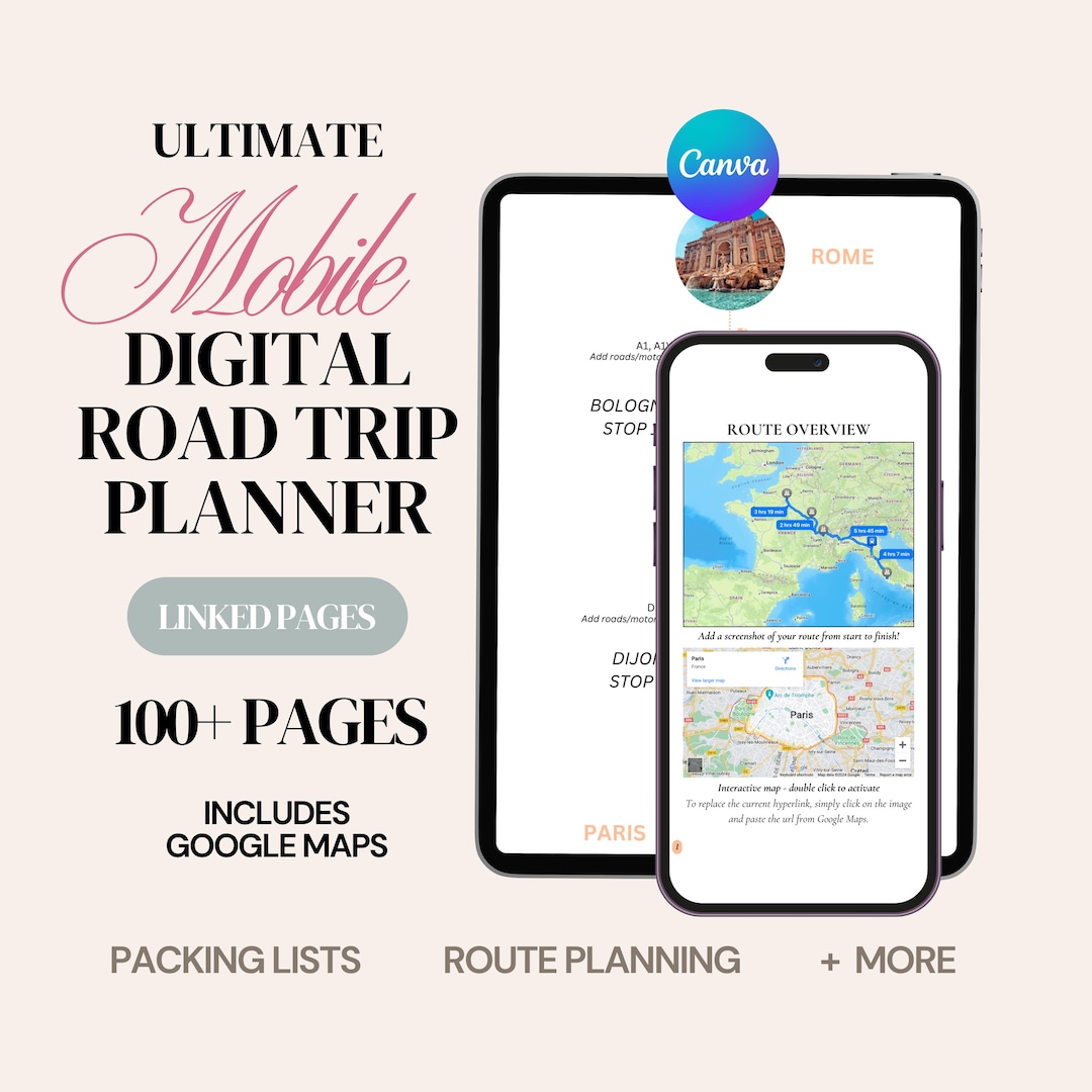 Road Trip Map Family Vacation Itinerary Template for Family Road Trip ...
