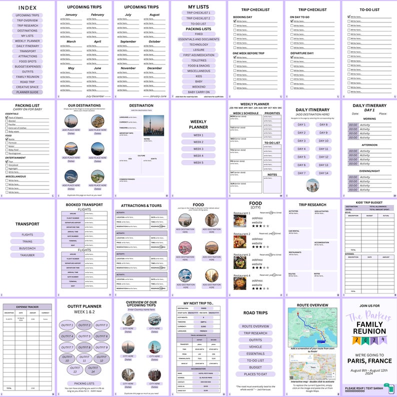 Family Trip Itinerary Template for Vacation Trip Checklist Family ...