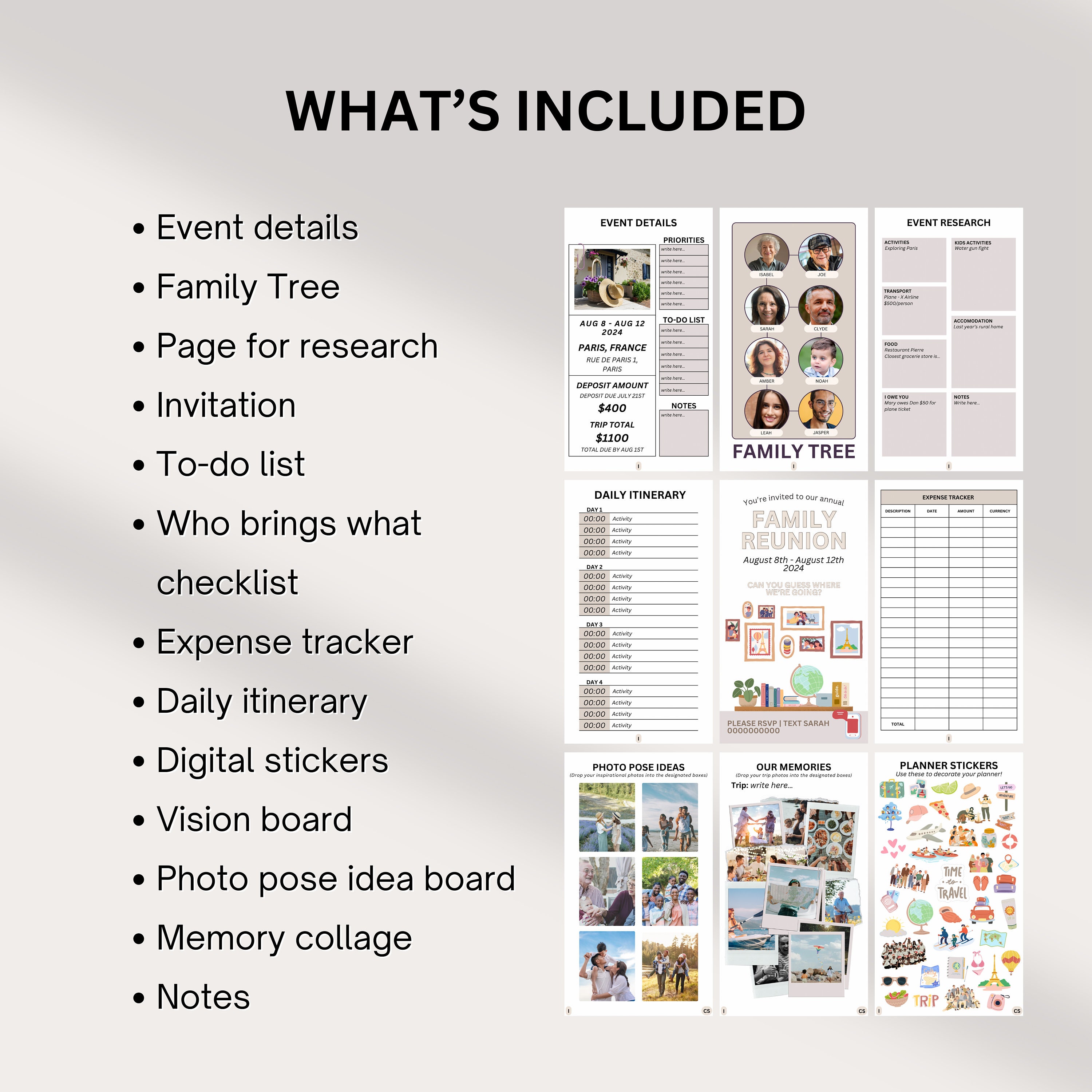 Family Reunion Planning Guide for Family Reunion Digital Planner Kit ...