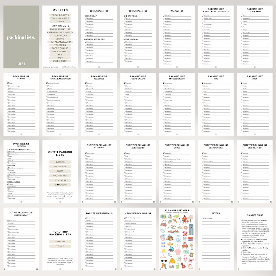 Editable Travel Packing List Template Canva Travel Checklist Family ...