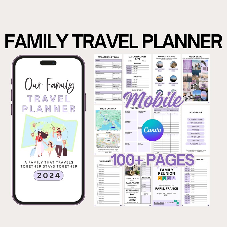 Family Trip Itinerary Template for Vacation Trip Checklist Family ...
