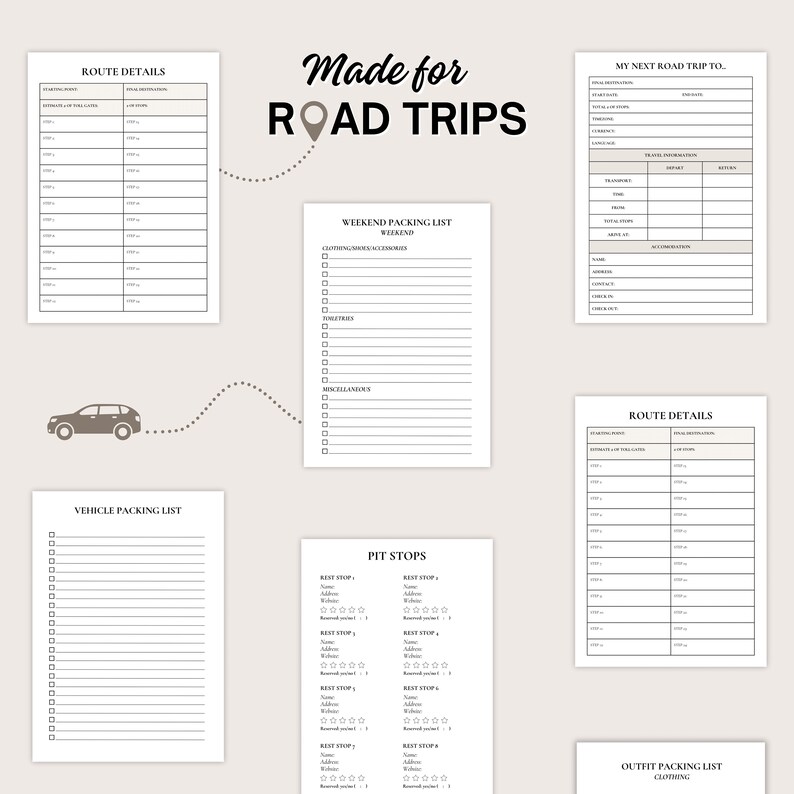 Road Trip Planner Printable Pdf Canva Template Planner Digital ...