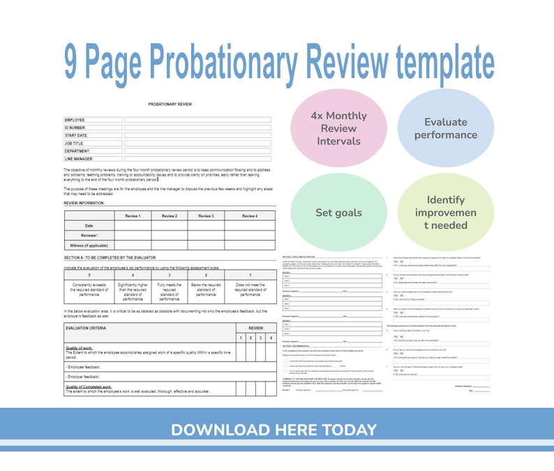 MS Word Probationary Review Template - Etsy