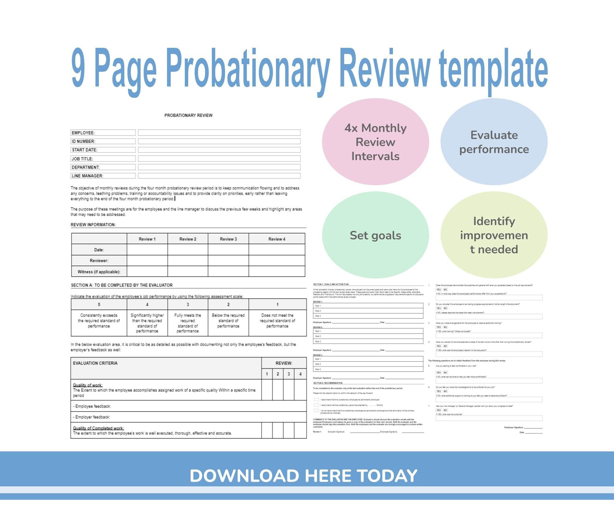 MS Word Probationary Review Template - Etsy