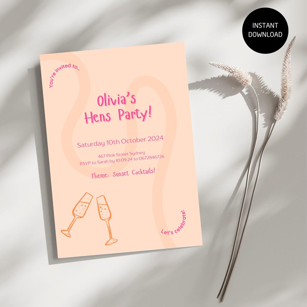 Sunset Themed Hens Party Invitation - Etsy
