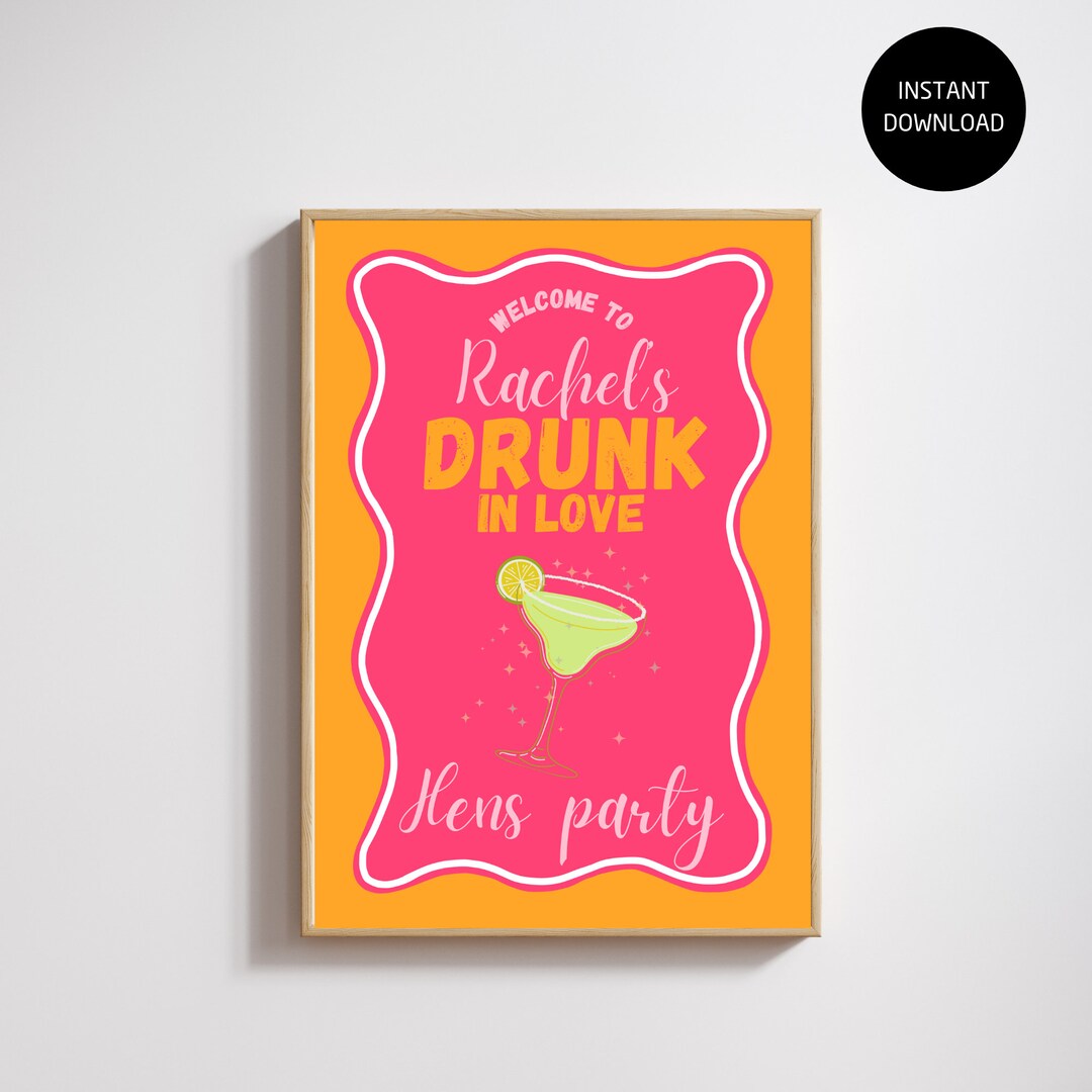 Pink and Orange Wavy Themed Hens Party Sign - Etsy