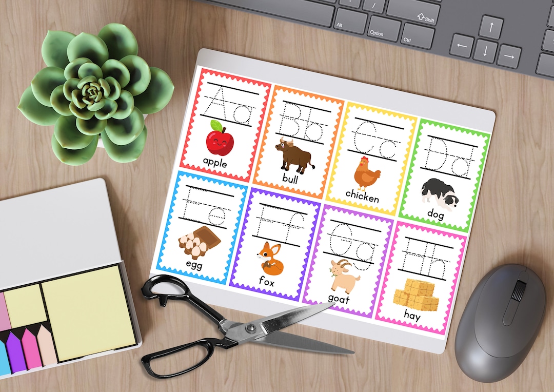 Alphabet Educational Flashcards With Farm Theme for Home Education ...