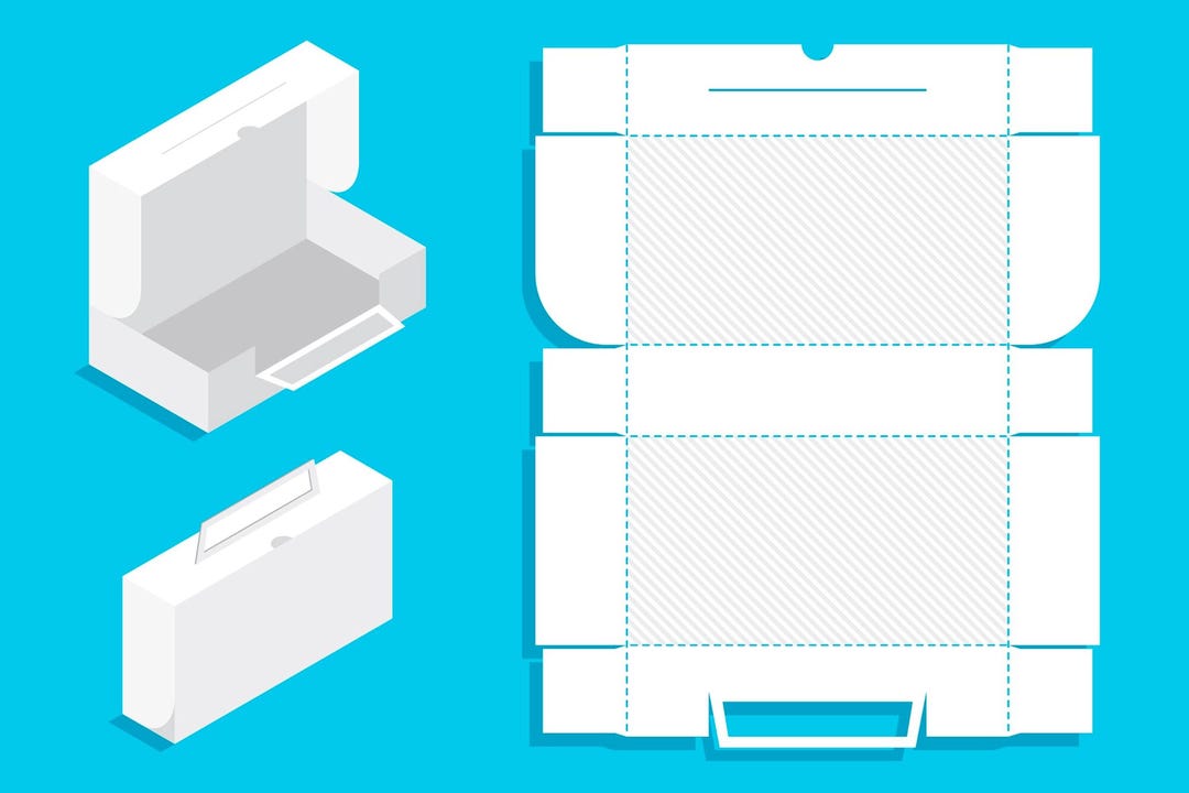 Rectangular Box Die Cut Template in Flat Design, Gift Packaging Box ...