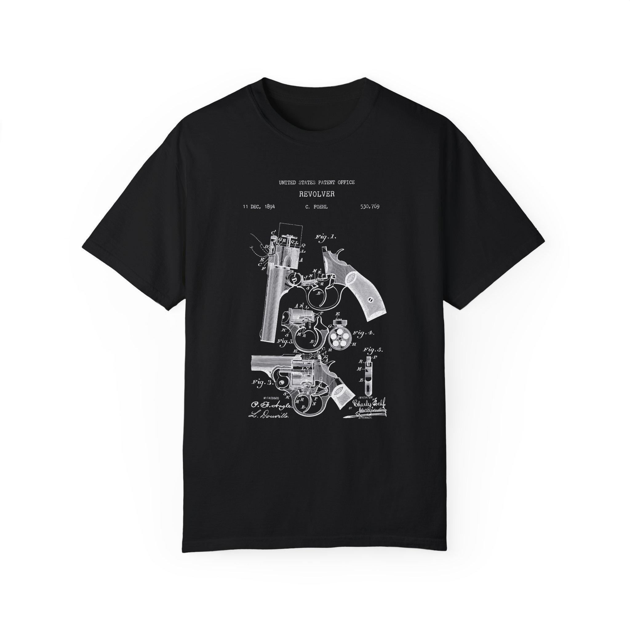 Revolver Pistol Firearm From 1894 From US Patent Office. T-shirt Gift ...
