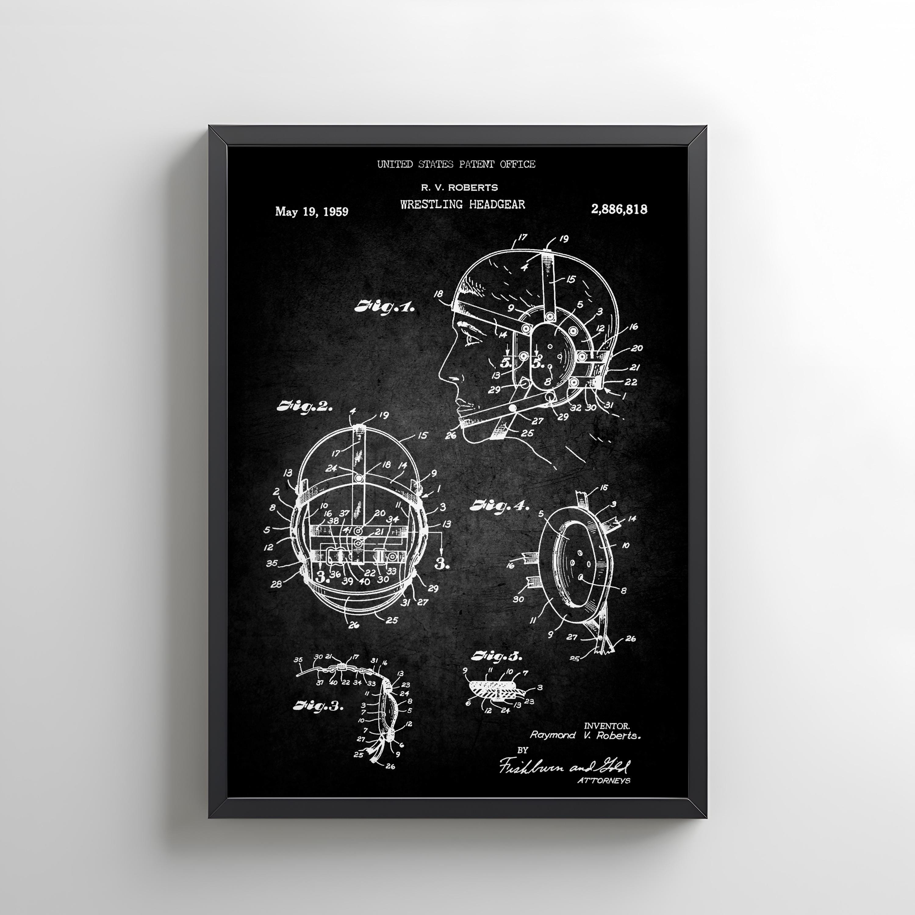 Design of Wrestling Helmet Headgear for US Patent Office Poster Gift ...