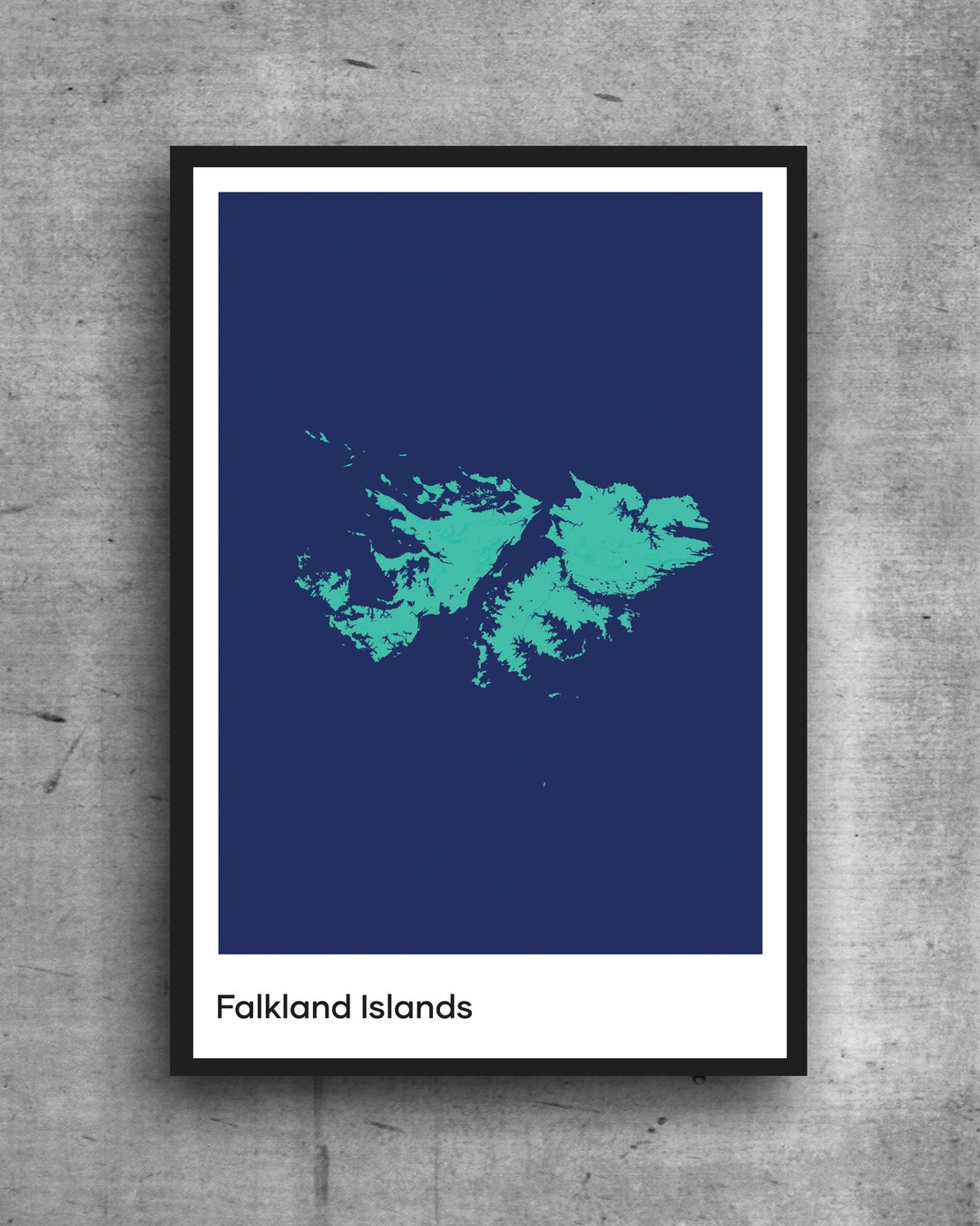 Falklands Islands Minimalist Map Print Poster. Quality Colourful Poster ...