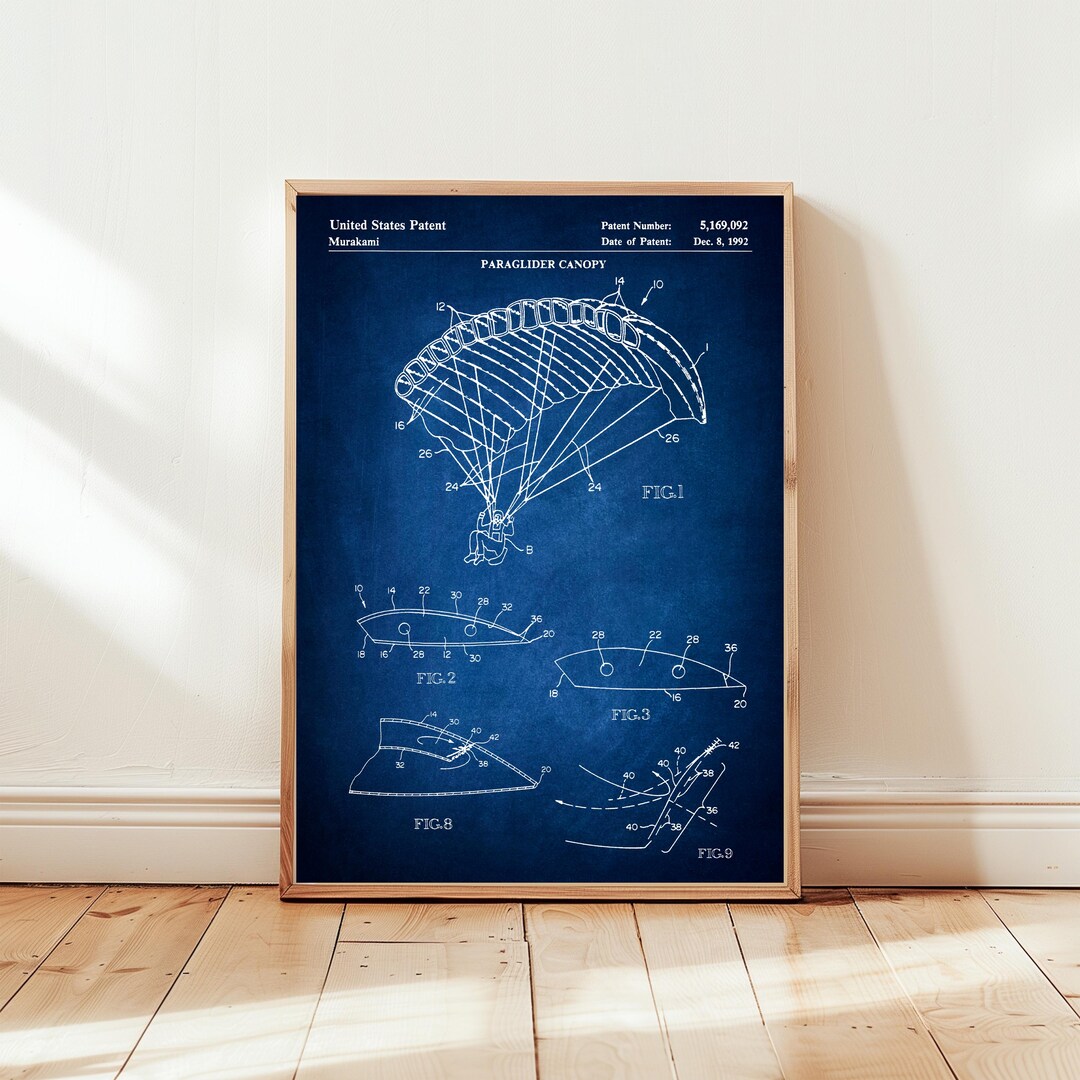 Paragliding Canopy Design From US Patent Office. Poster Gift ...