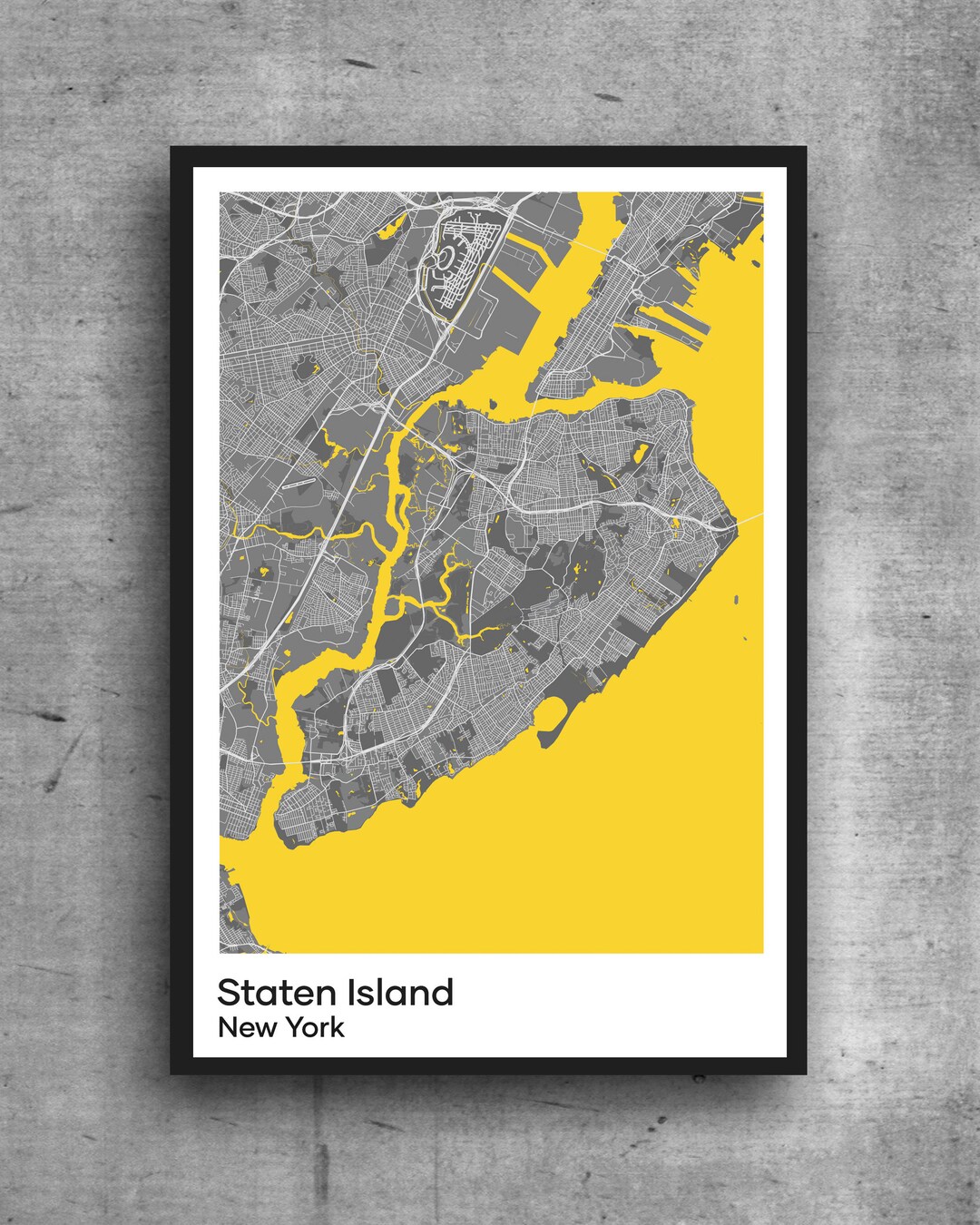 Staten Island New York Minimalist Map Print Poster. Quality Colourful ...