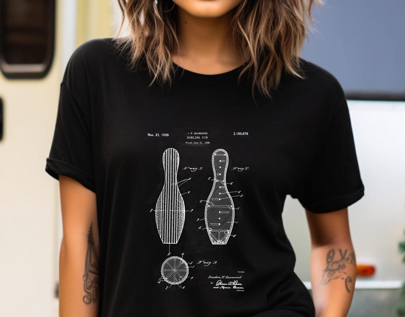 Bowling Pins Design From 1939 From US Patent Office. T-shirt Gift for ...