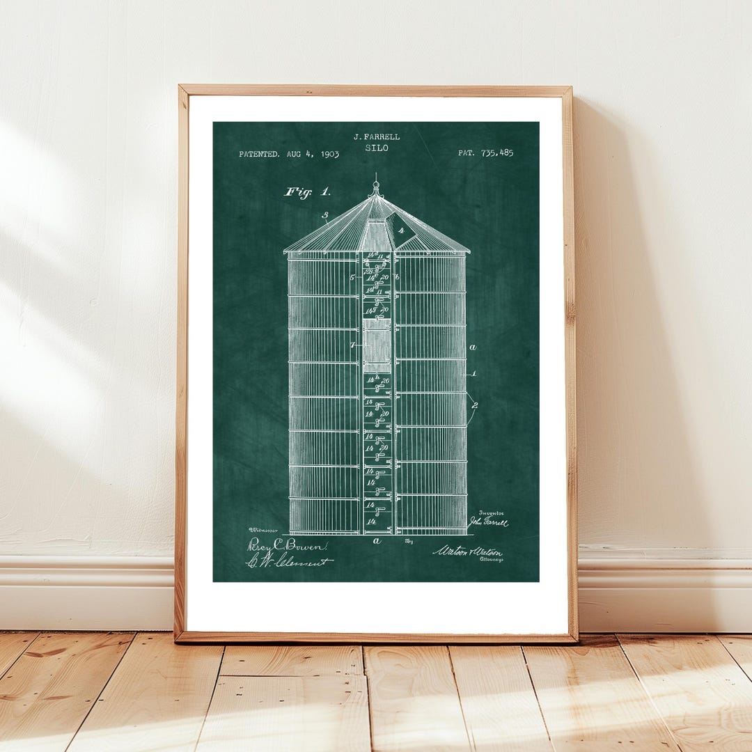 Grain Silo Design From 1903 From US Patent Office. Poster Gift Farmer ...