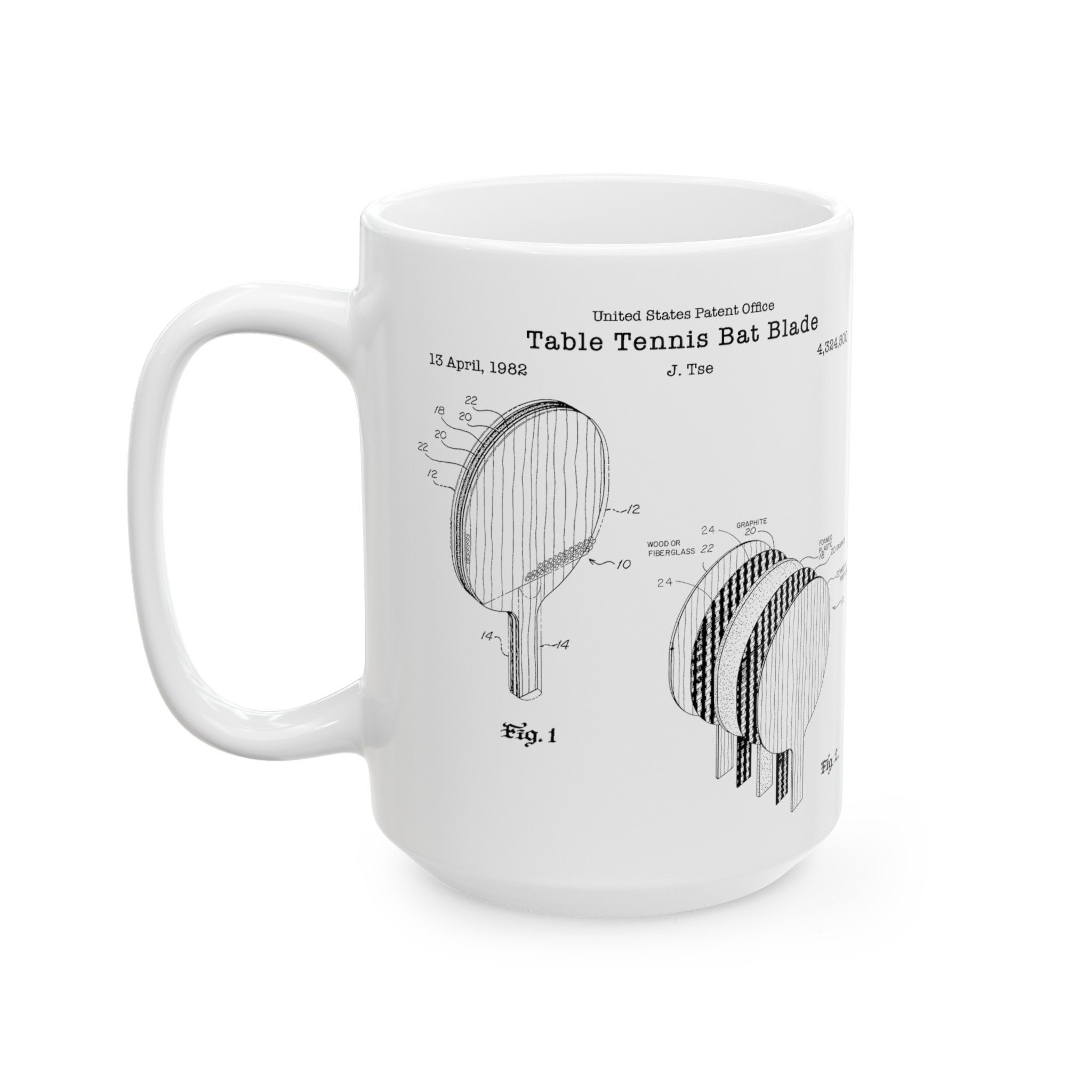 Table Tennis Bat Patent Design From the US Patent Office. Perfect Gift ...