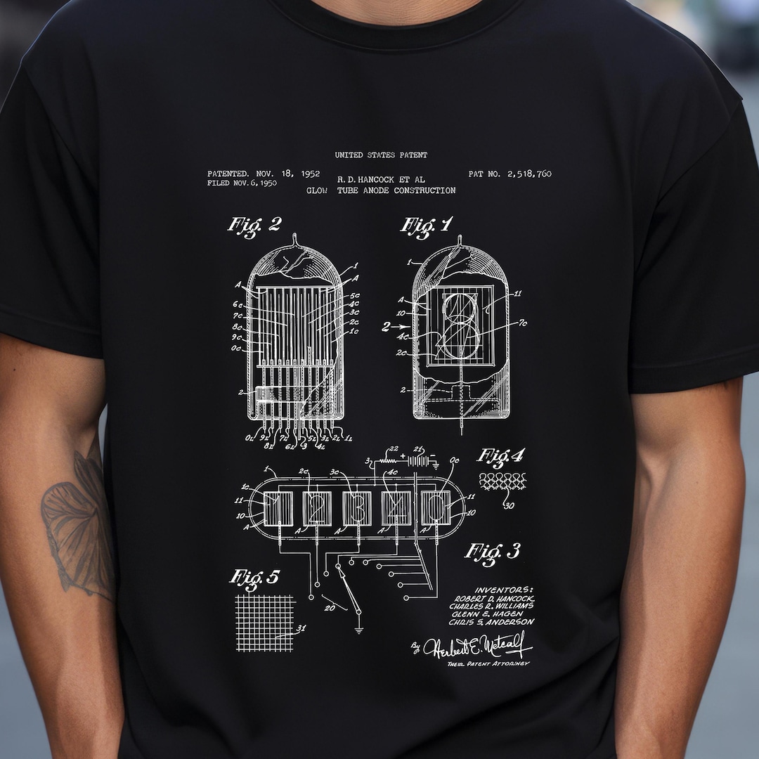 Nixie Cathode Display Tube Design From US Patent Office. T-shirt Gift ...