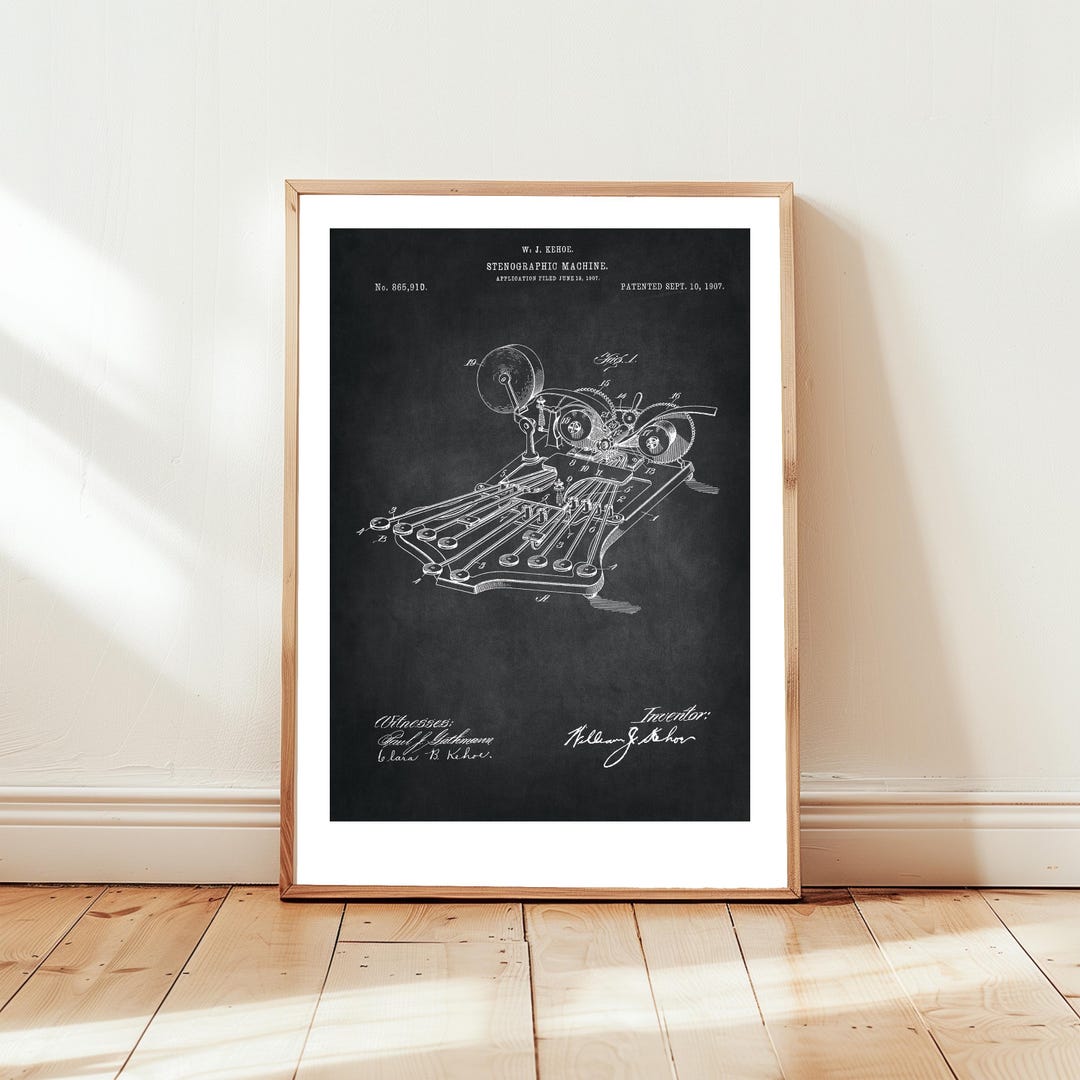 Stenography Machine Design From US Patent Office. Poster Gift ...