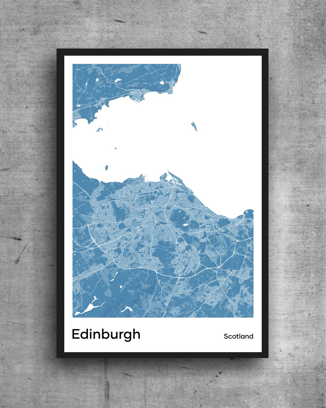 Edinburgh Modern Minimalist Map Print Poster. Quality Colourful Poster ...