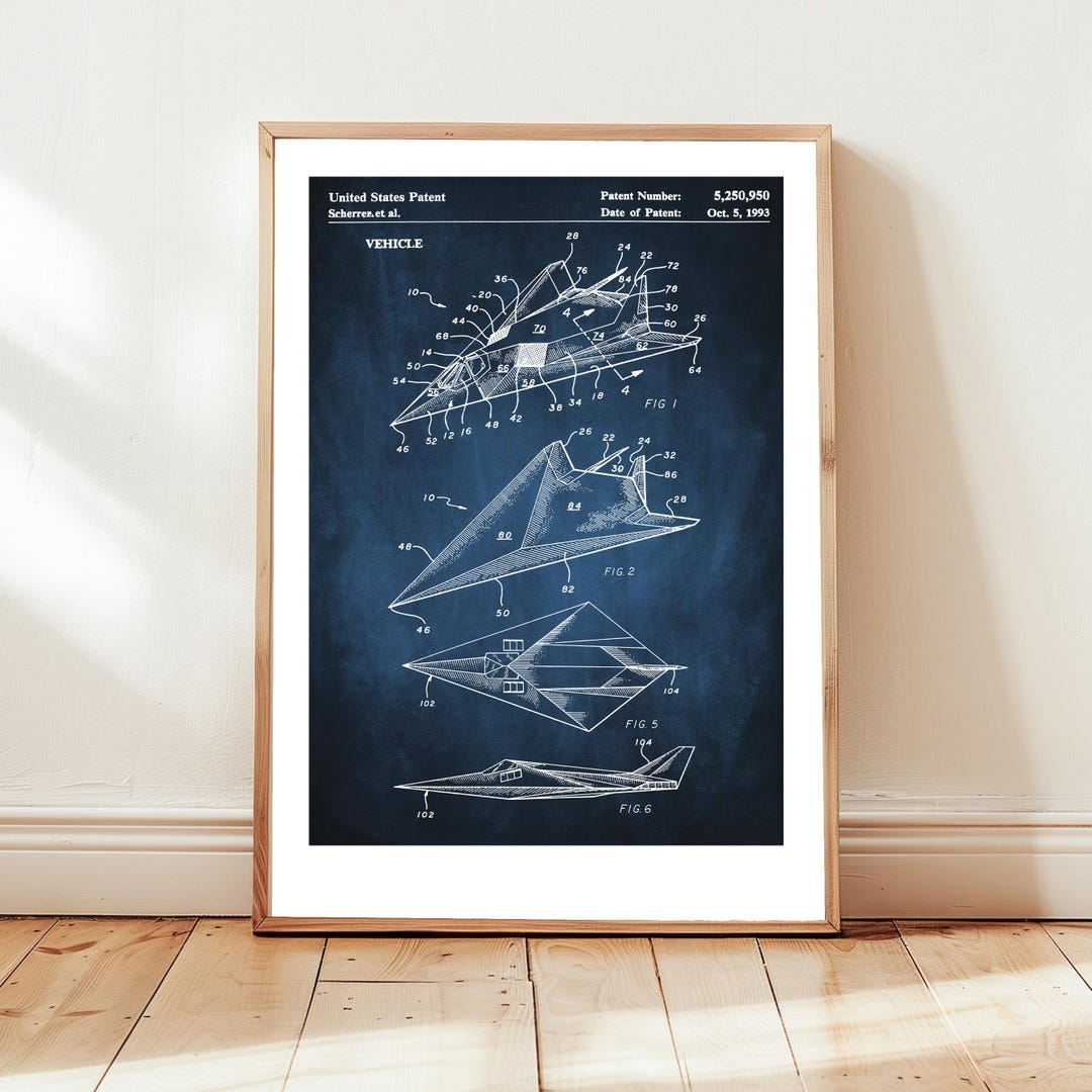 F117 Stealth Fighter Aircraft From 1993 From US Patent Office. Gift ...