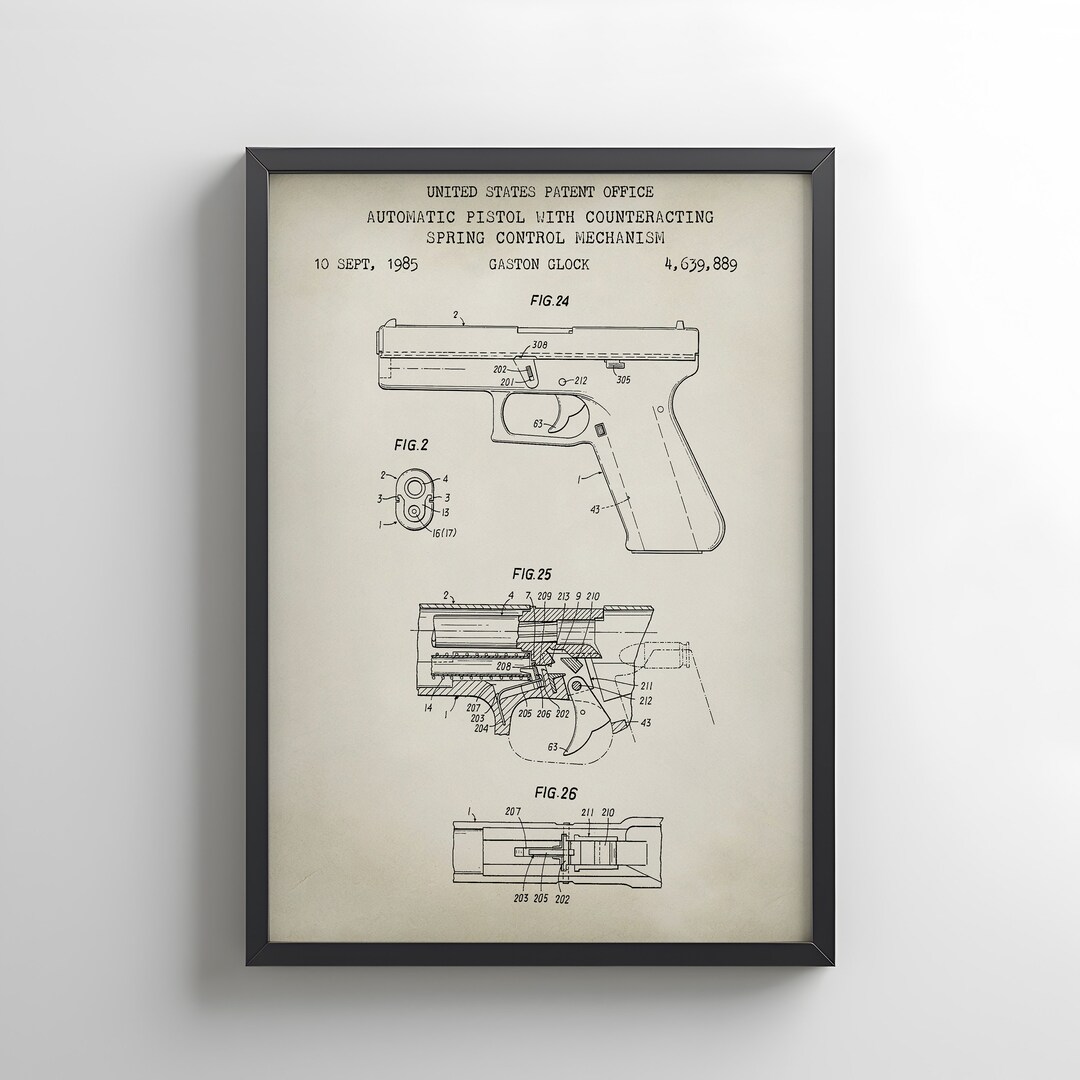 Glock Pistol Firearm Patent Design From the US Patent Office. - Etsy