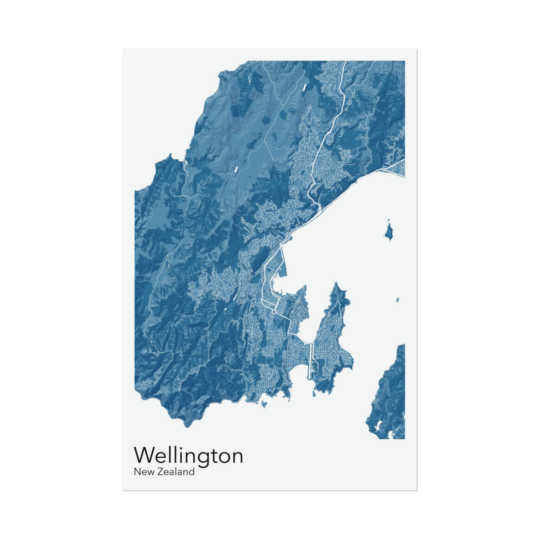 Wellington Modern Minimalist Map Print Poster. Quality Colourful Poster ...