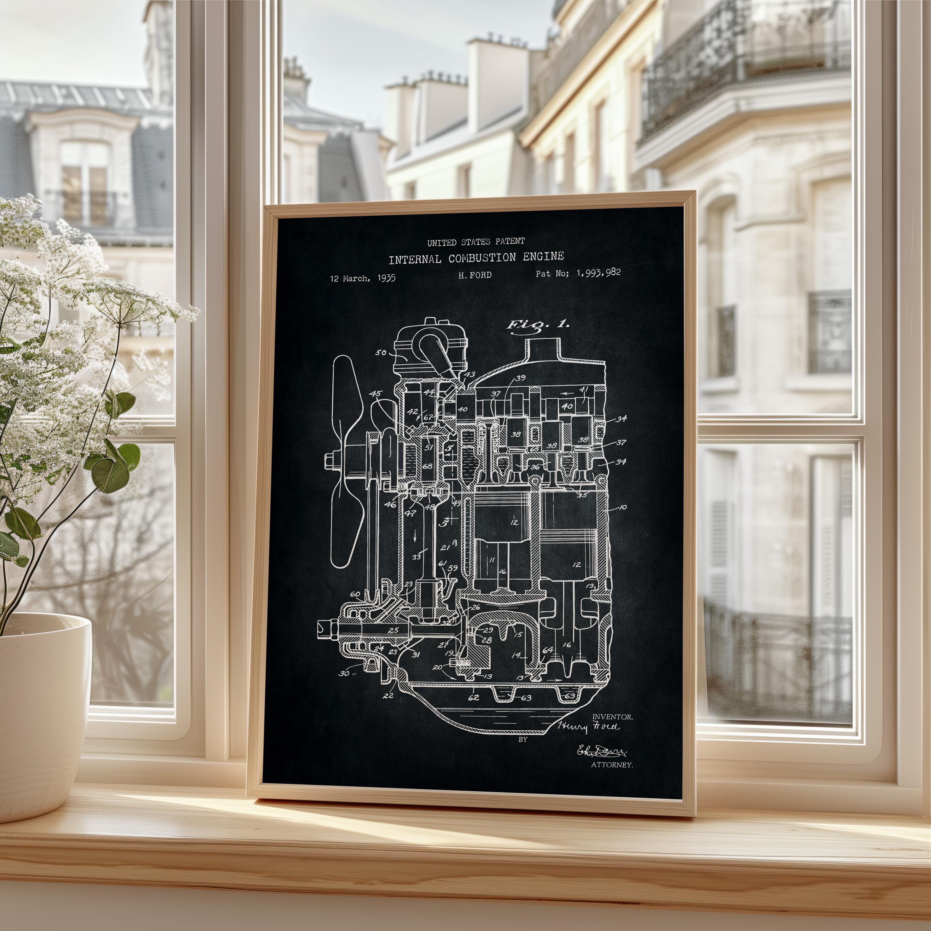Internal Combustion Engine by Henry Ford From US Patent Office. Poster ...