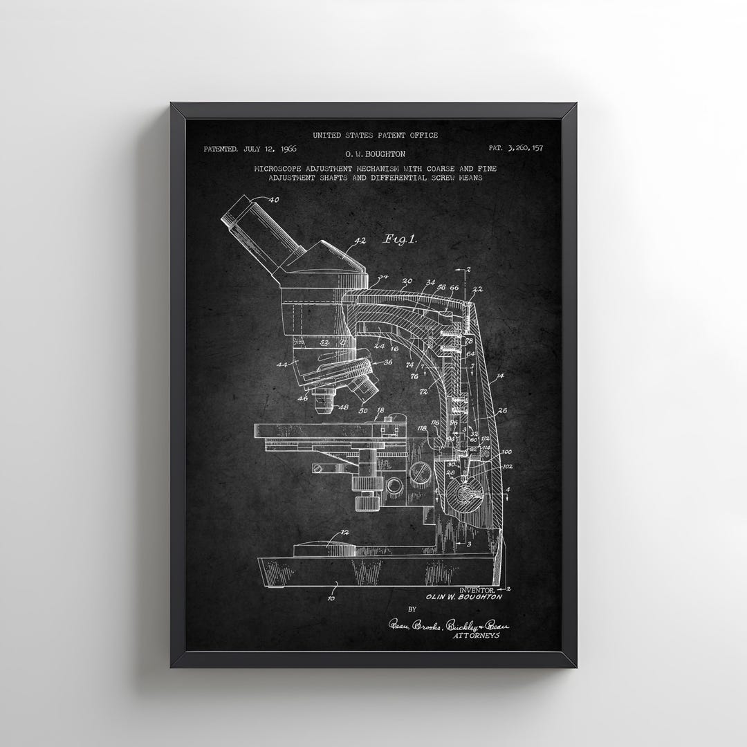 Design of Microscope From the US Patent Office. Poster Gift for a ...