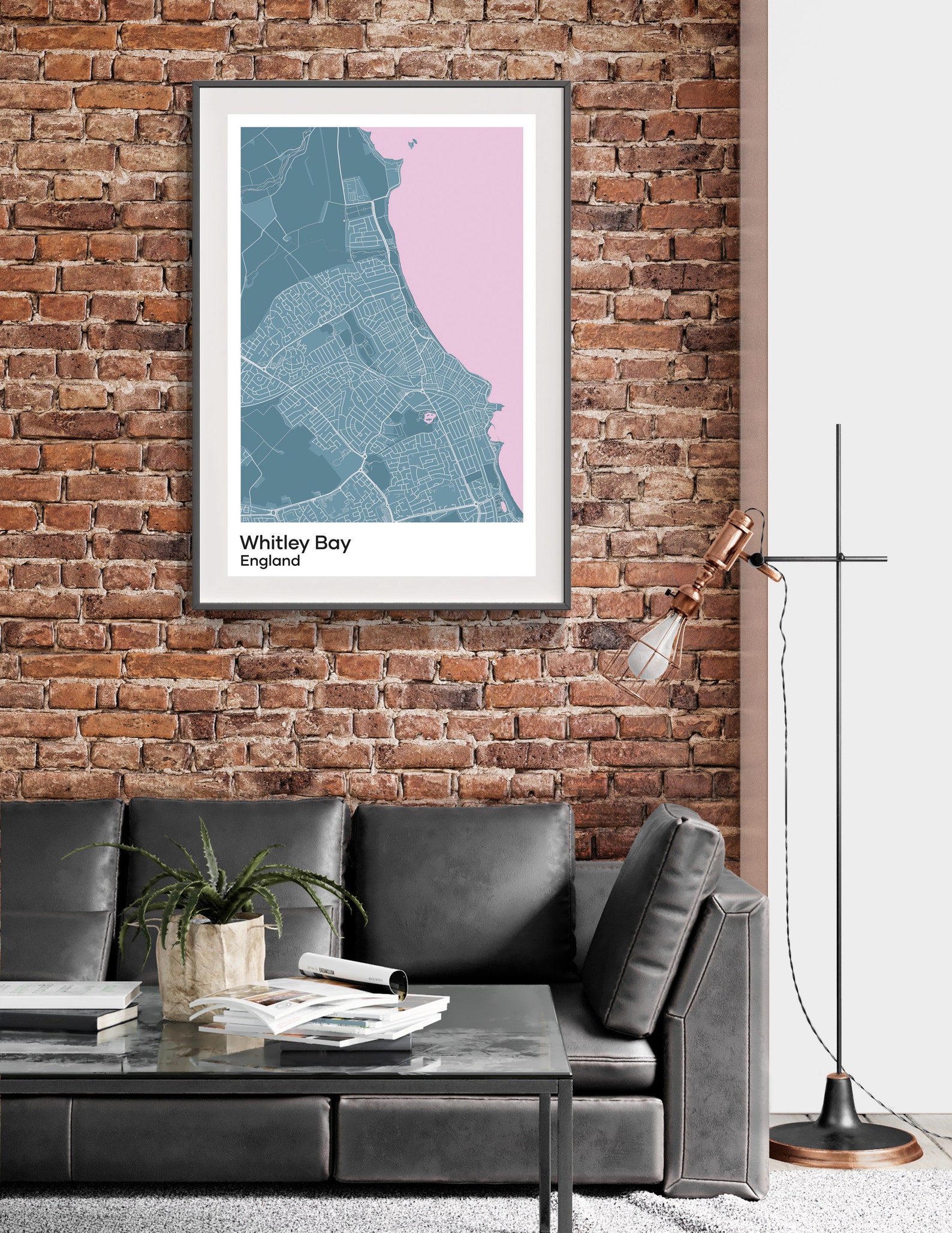 Whitley Bay England Minimalist Map Print Poster. Quality Colourful ...