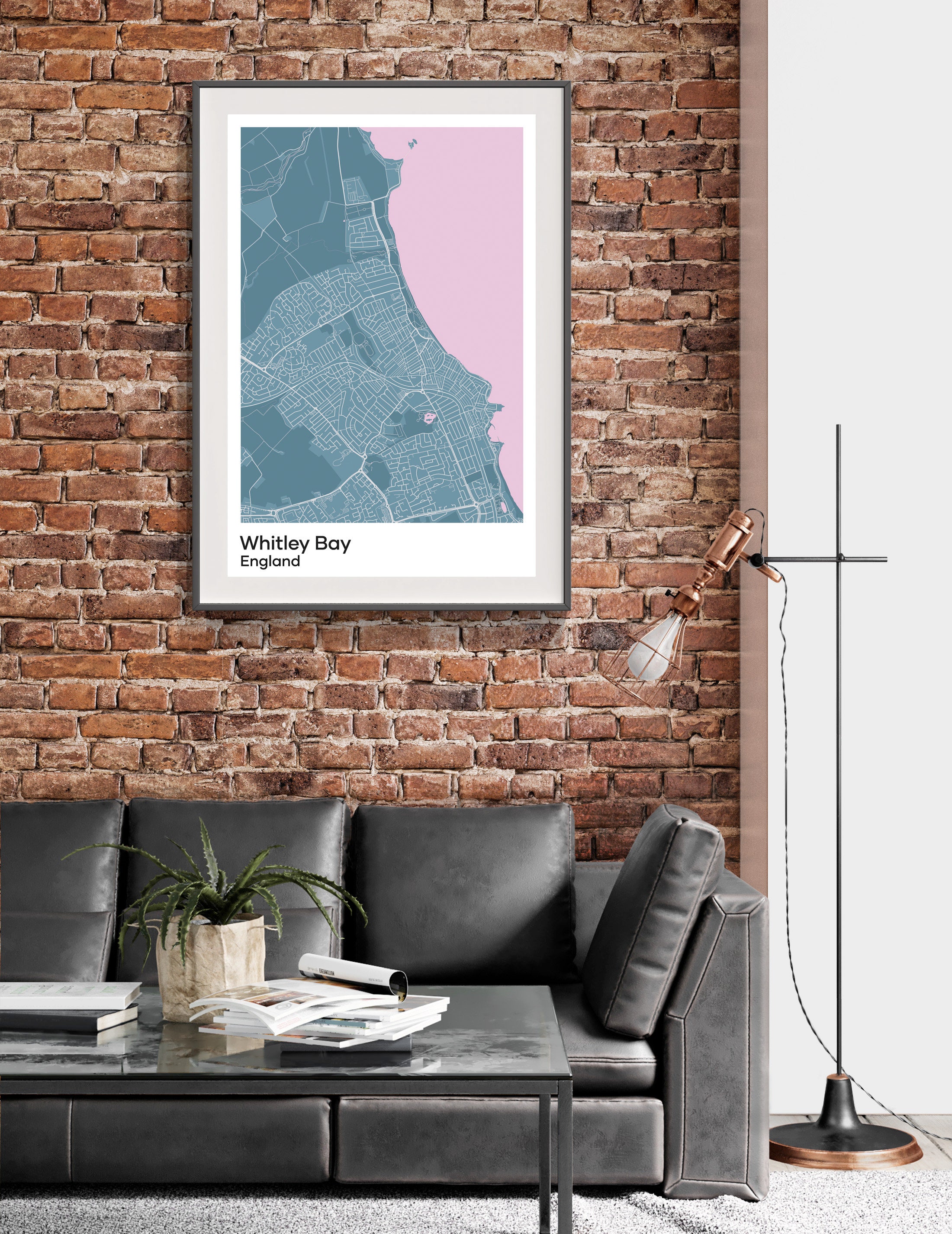 Whitley Bay England Minimalist Map Print Poster. Quality Colourful ...
